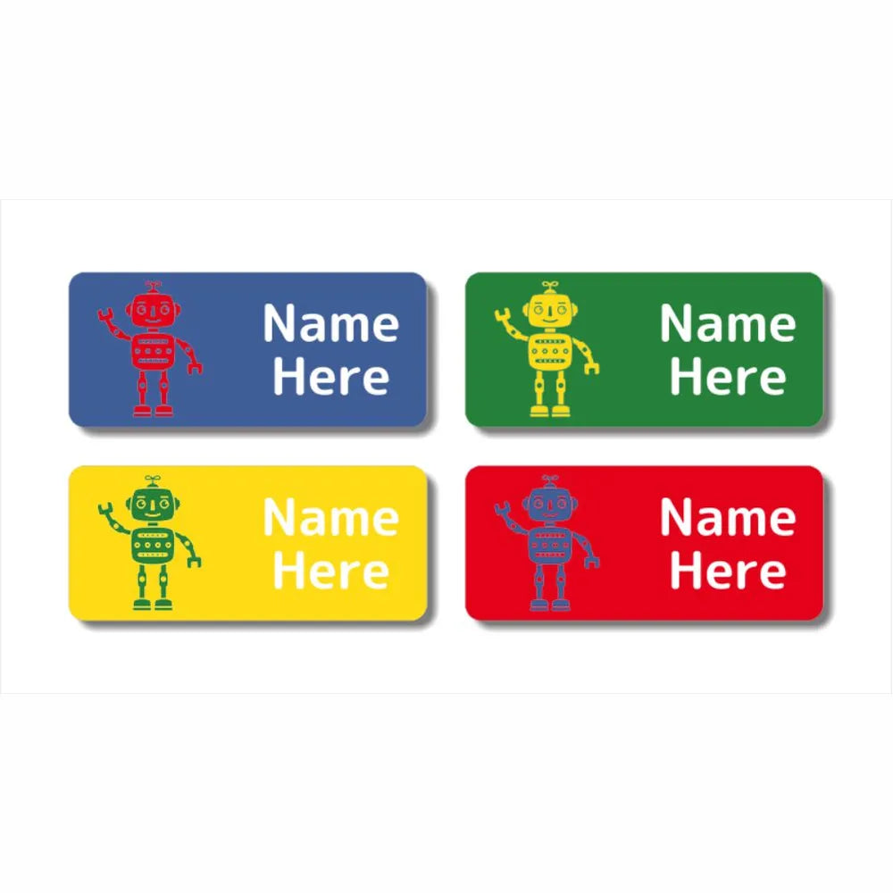 Robots Rectangle Name Label – Dinkleboo NZ