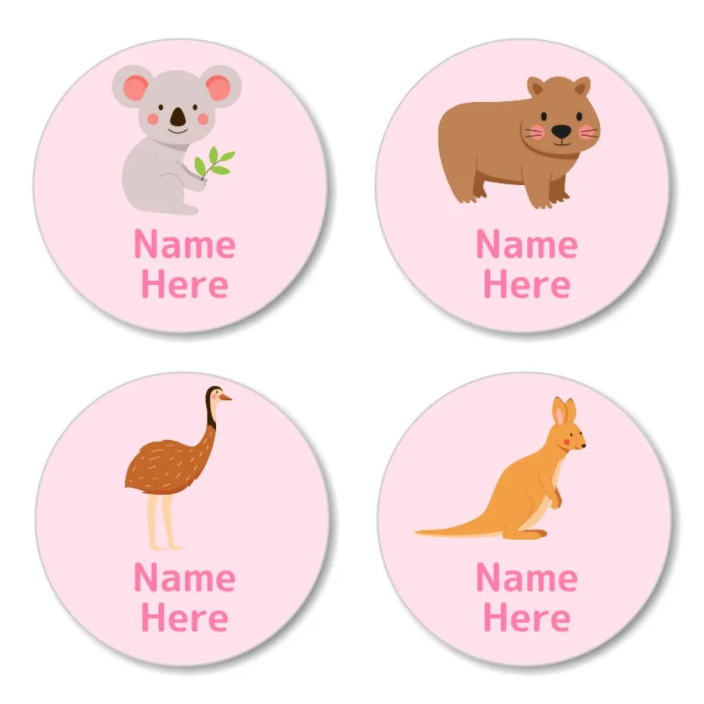 Aussie Animals Round Name Labels – Dinkleboo NZ