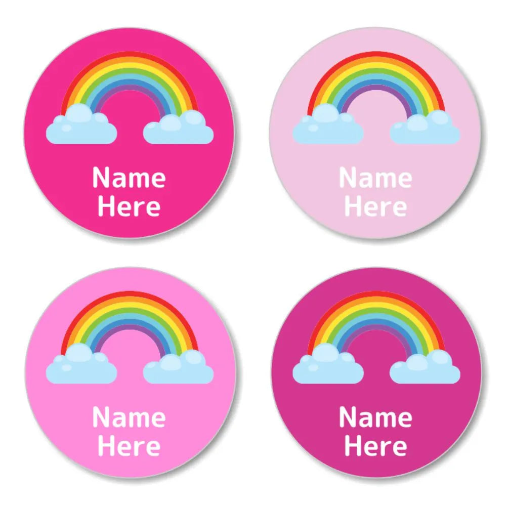 Rainbow Round Name Labels – Dinkleboo NZ