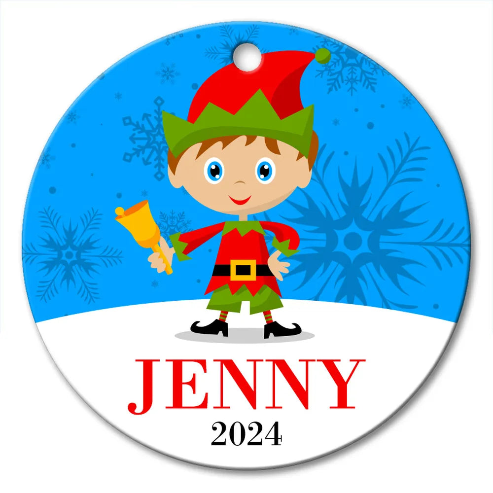 Elf Round Porcelain Ornament – Dinkleboo NZ