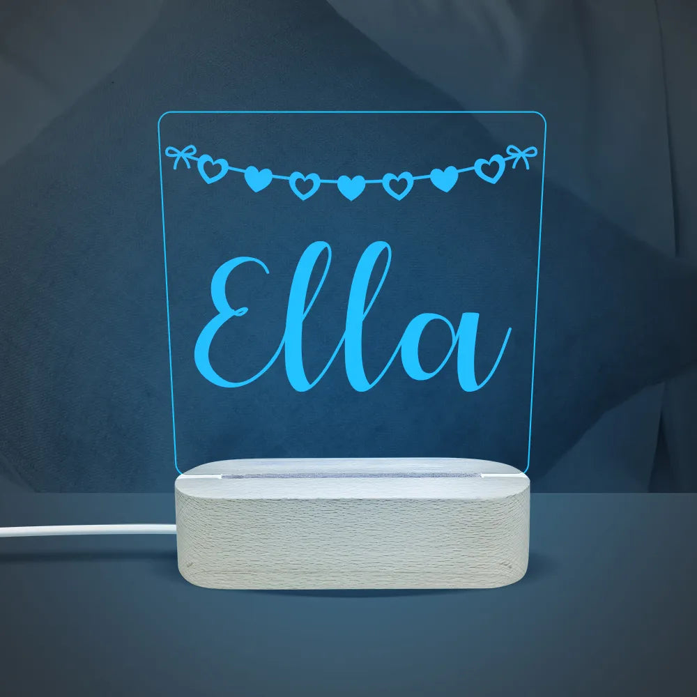 Personalised String of Hearts Night Light – Dinkleboo NZ