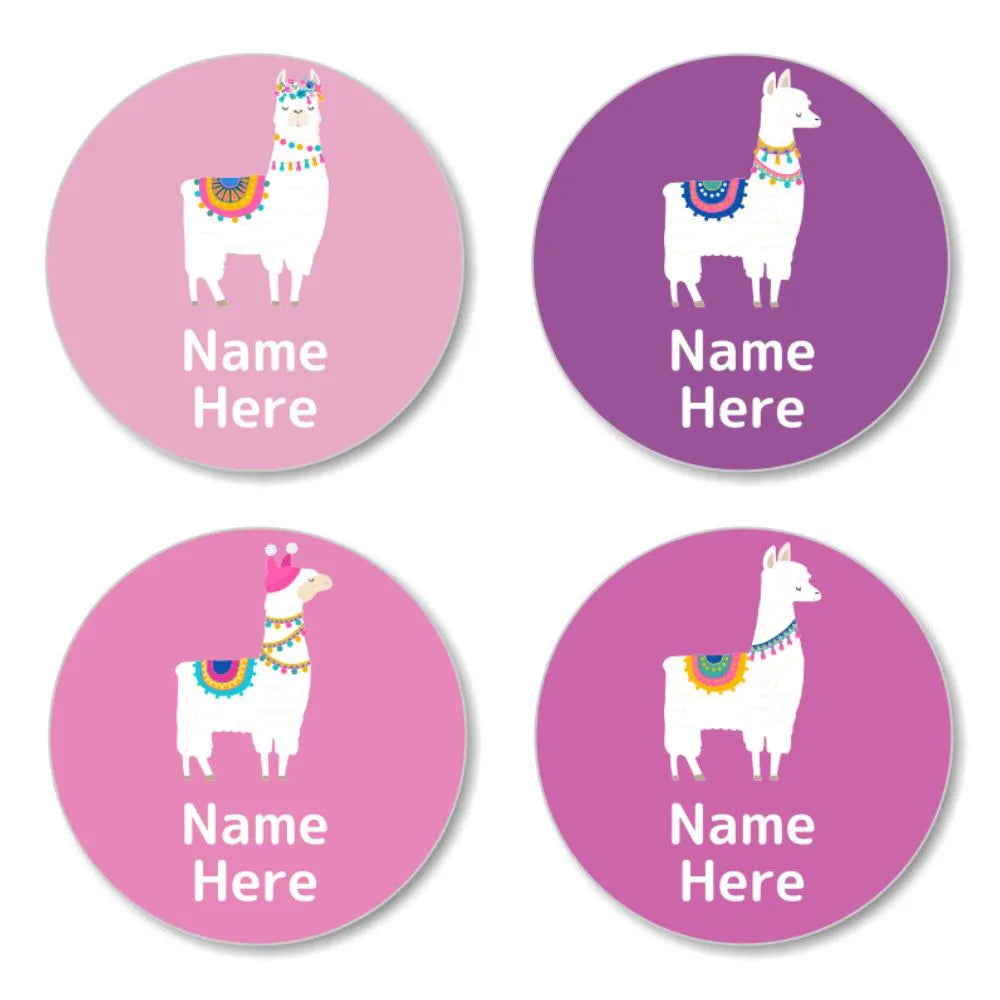 Llama Round Name Labels – Dinkleboo NZ
