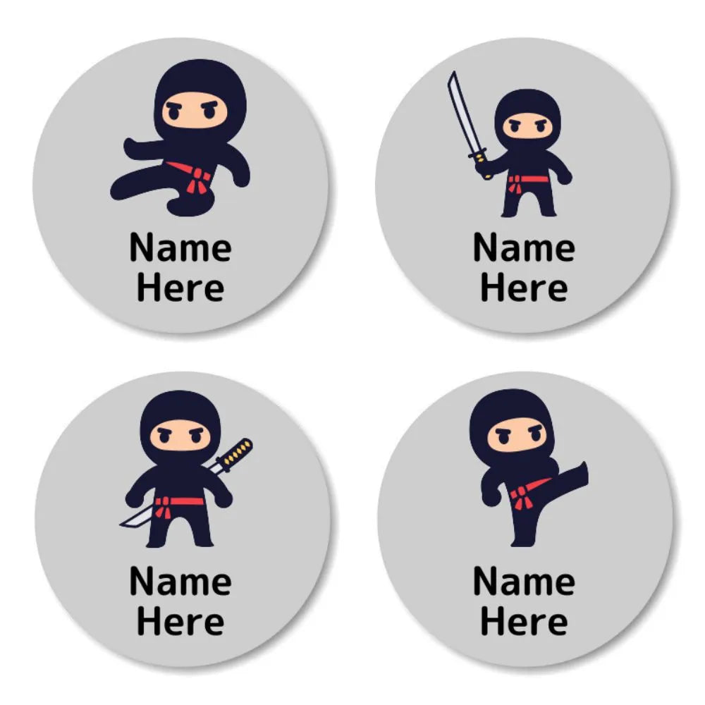 Ninja Round Name Labels – Dinkleboo NZ
