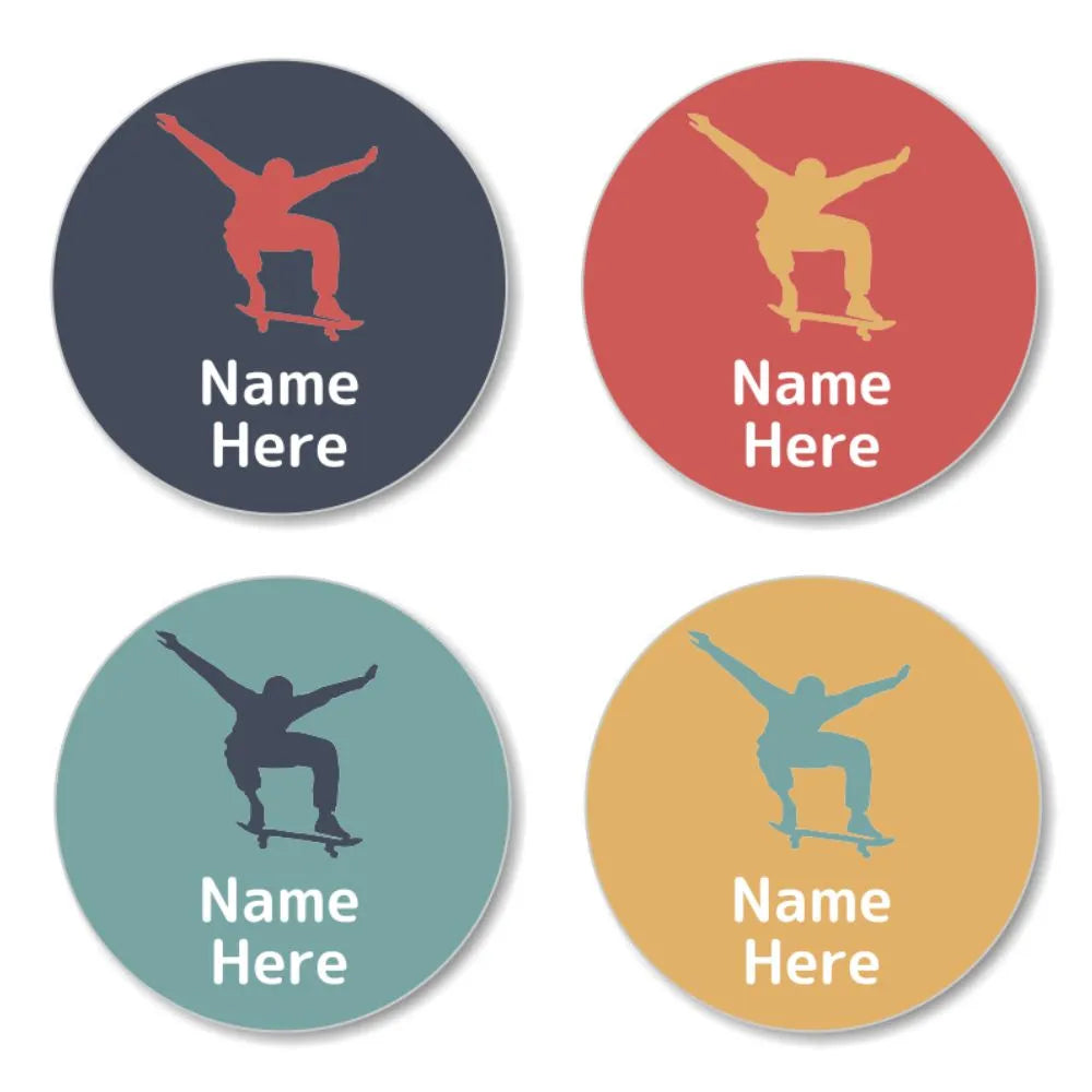 Skater Round Name Labels – Dinkleboo NZ