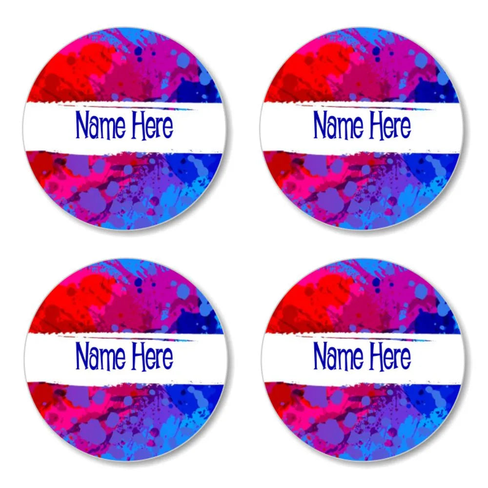 Splatter Round Name Labels – Dinkleboo NZ