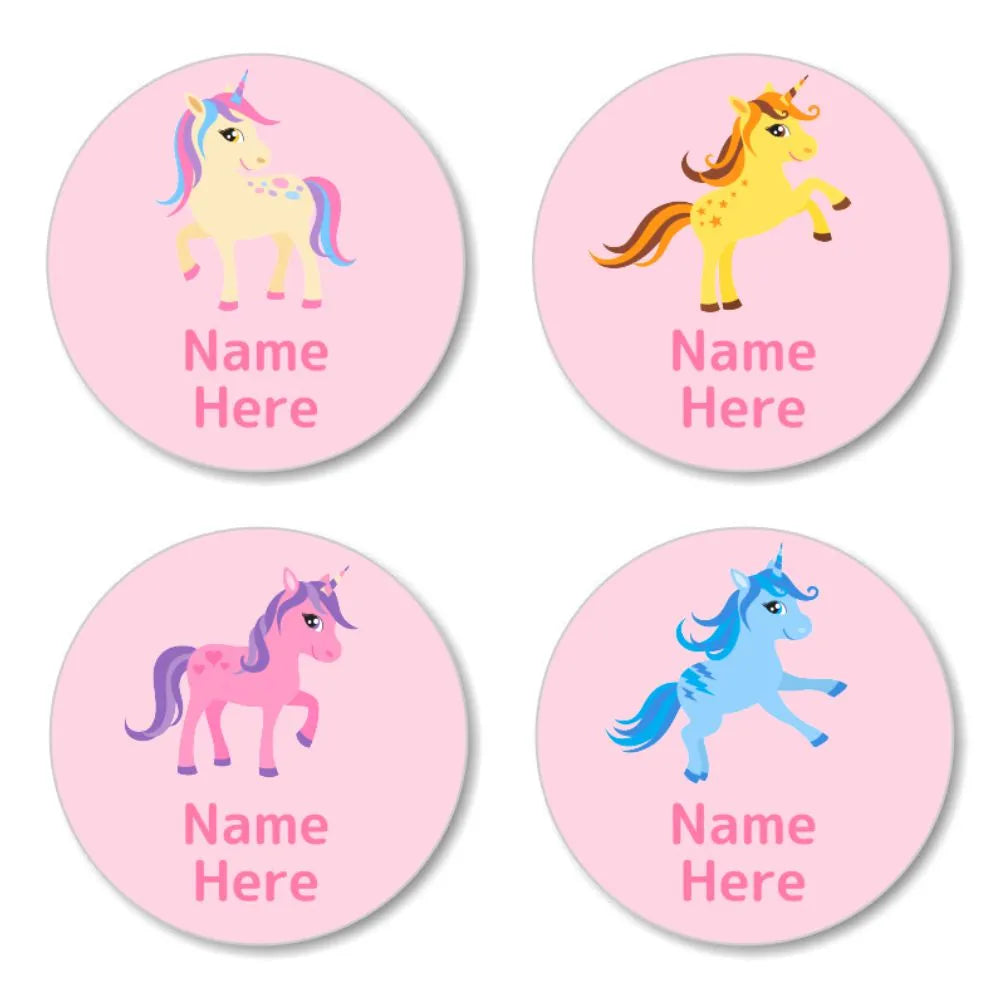 Unicorn Round Name Labels – Dinkleboo NZ