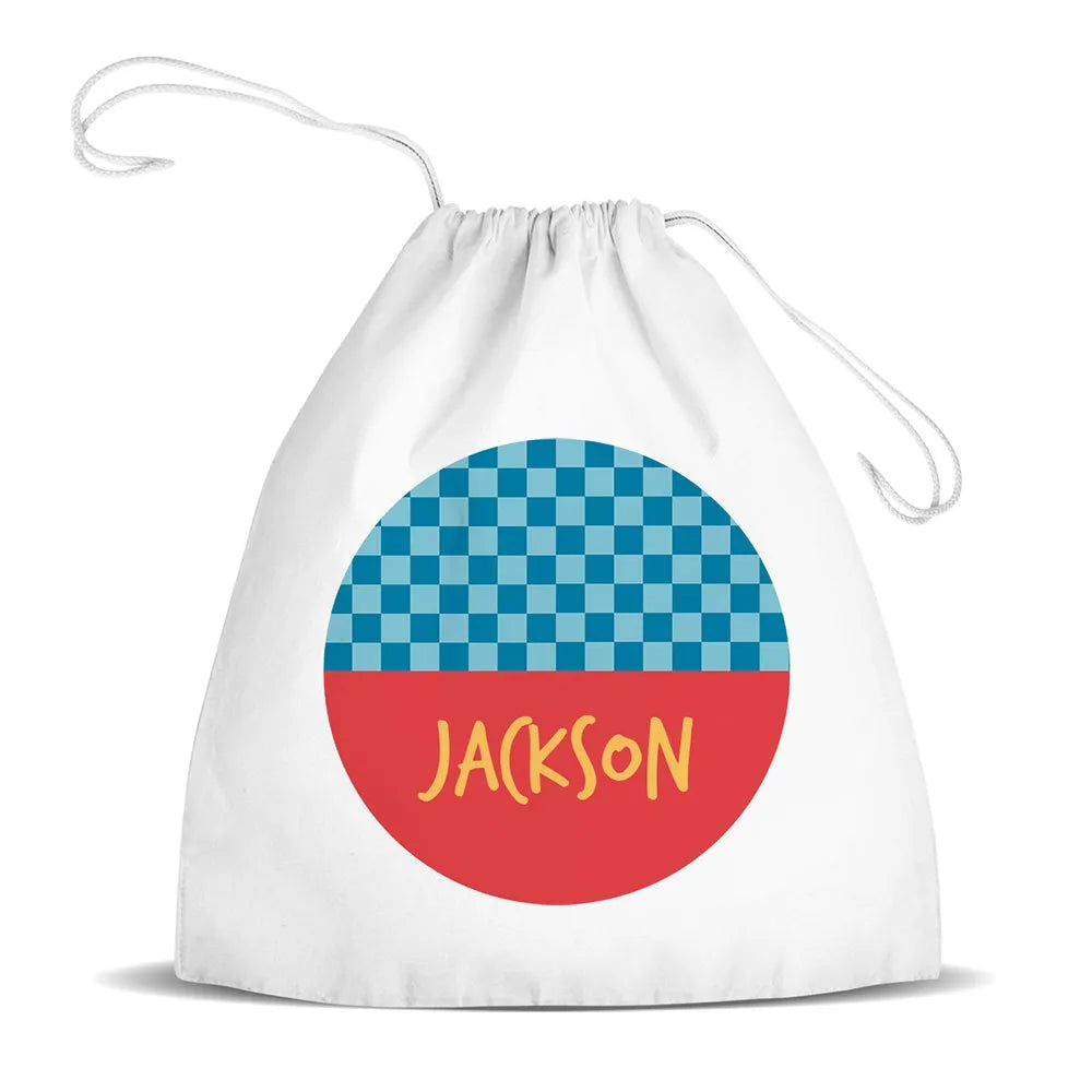 Checkers White Drawstring Bag – Dinkleboo NZ