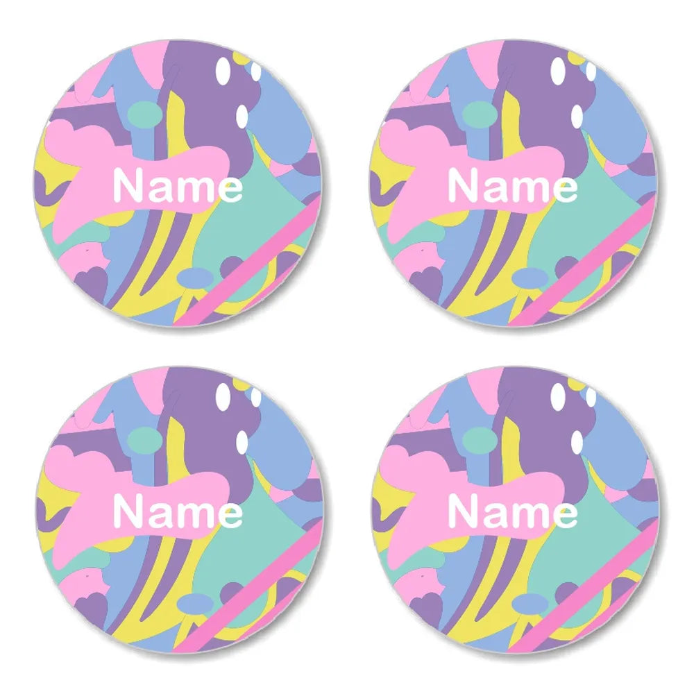 Retro Pop Round Name Labels – Dinkleboo NZ